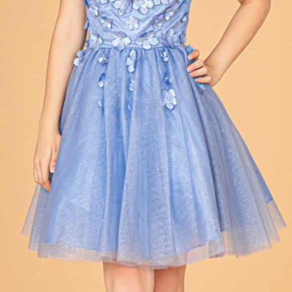 GLS Collective | Dresses | New Smokyblue Mesh Off Shoulder 3d Floral ...